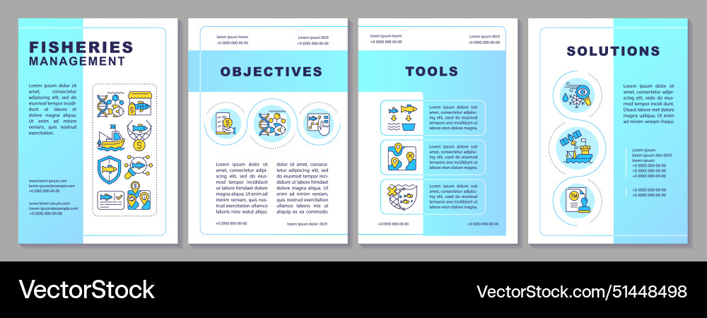Fisheries management brochure template Royalty Free Vector