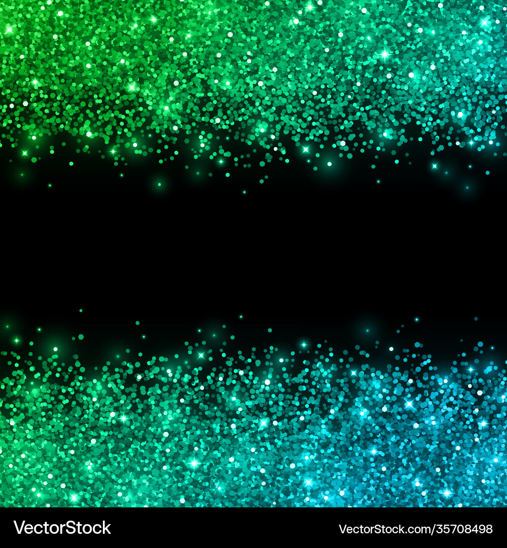 Glitter with green blue color effect on black Vector Image