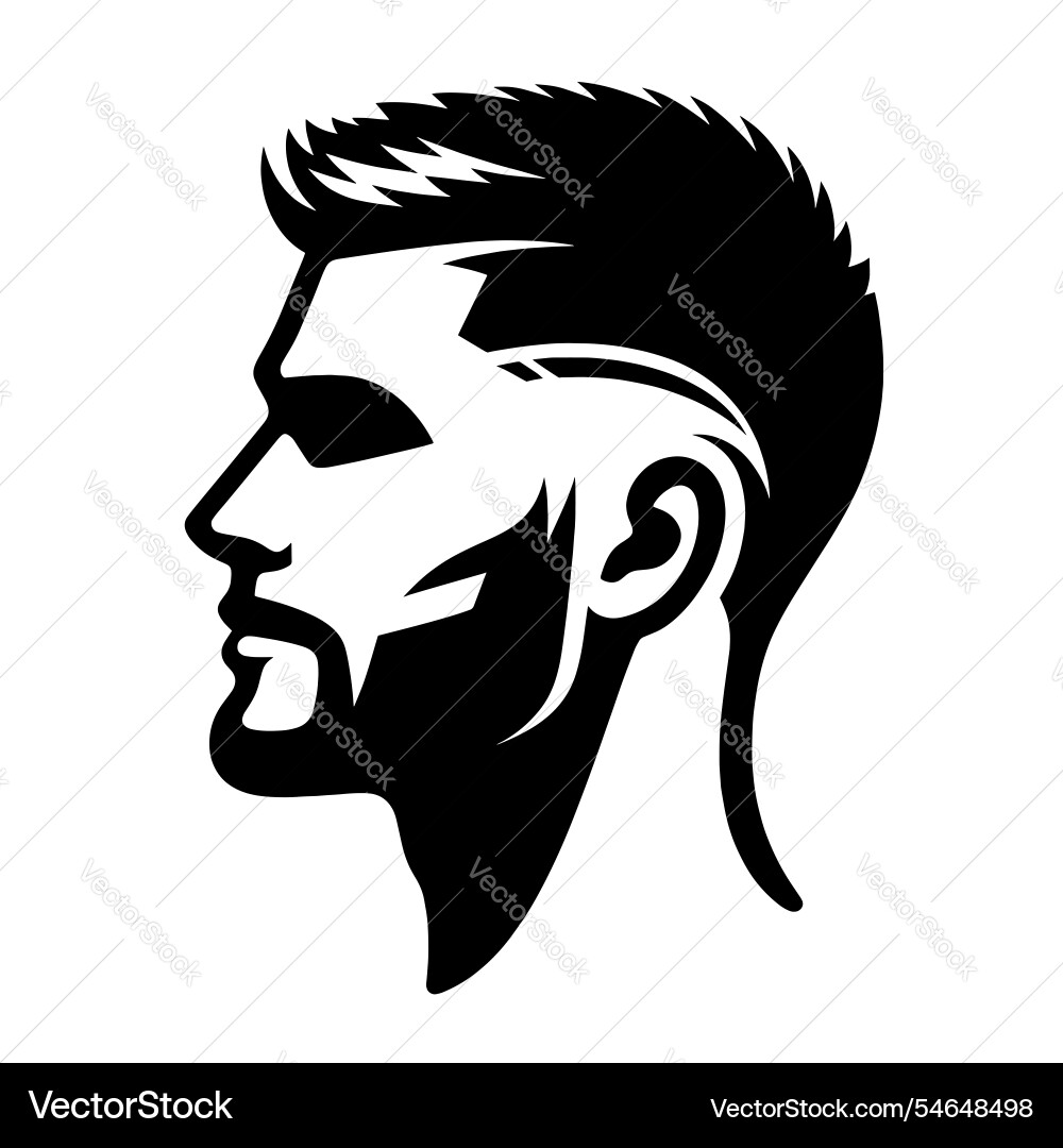 Mans profile short hair beard side view Royalty Free Vector