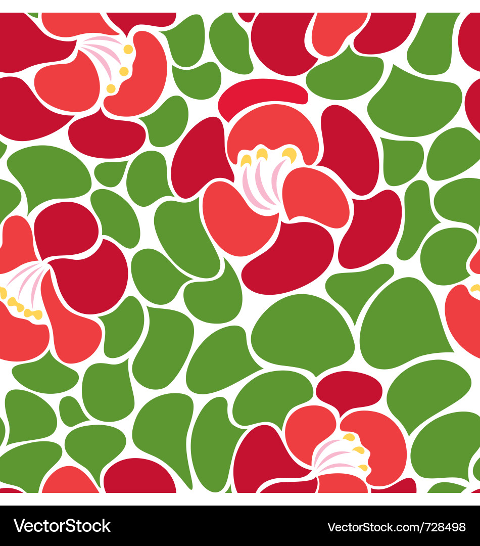 Seamless pattern of red blooming flowers Vector Image