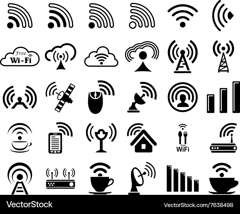 Set of thirty wifi icons Royalty Free Vector Image