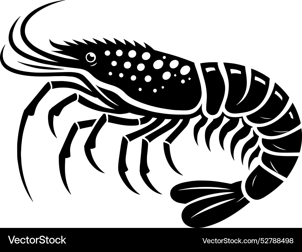 Shrimp silhouette isolated on white background Vector Image