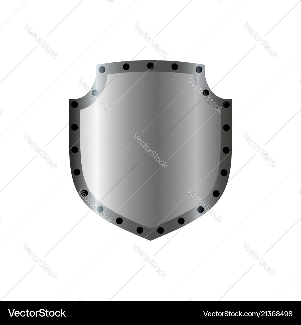 Silver shield shape icon 3d gray emblem sign Vector Image