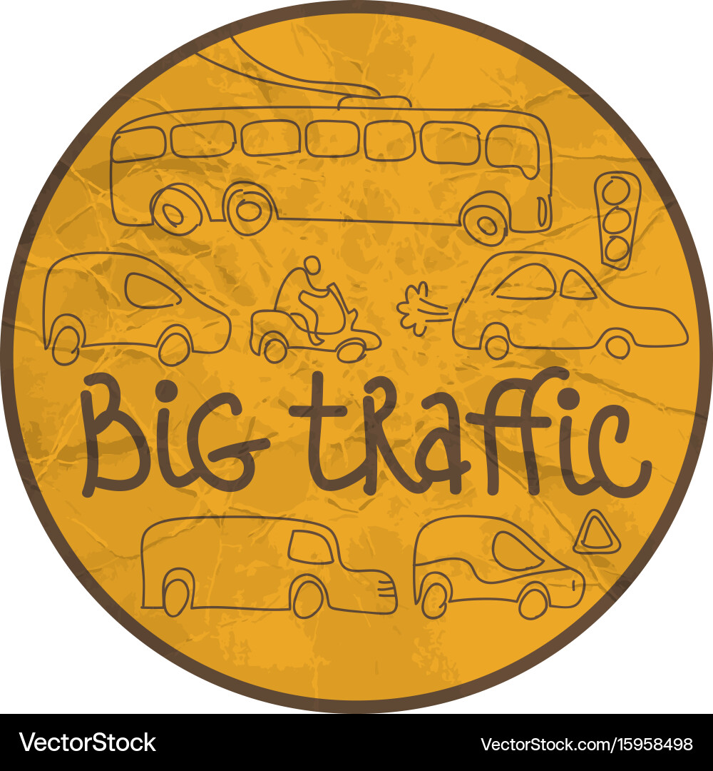 Transport traffic doodle emblem Royalty Free Vector Image