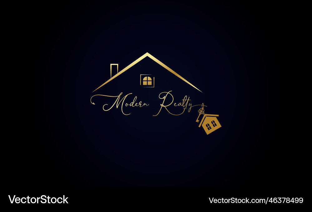 Black gold real estate logo Royalty Free Vector Image