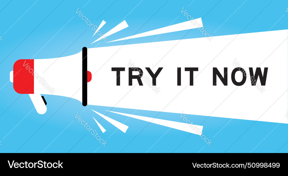 Color megaphone icon with word try it now Vector Image