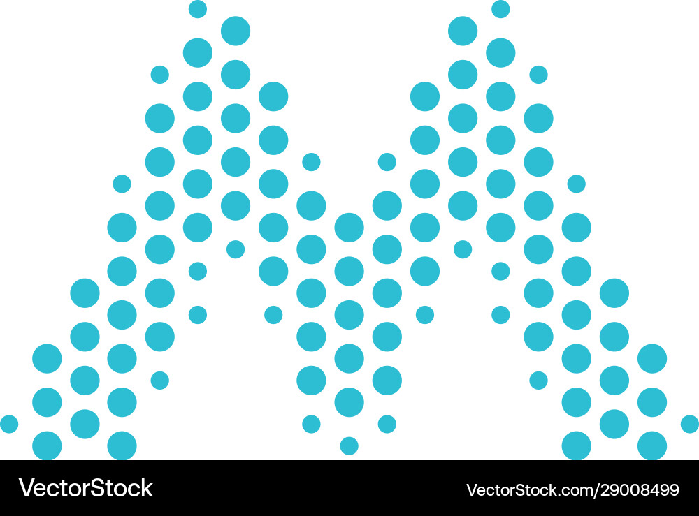 Dotted letter m logo metro symbol alphabet Vector Image