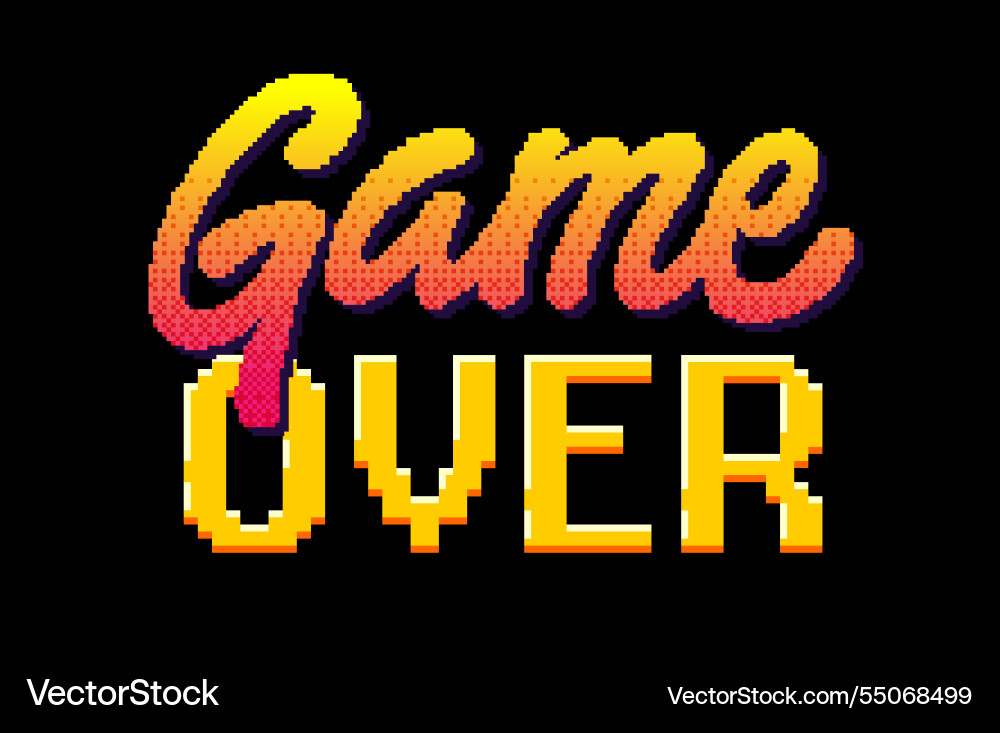 Game over typography features a bold playful Vector Image