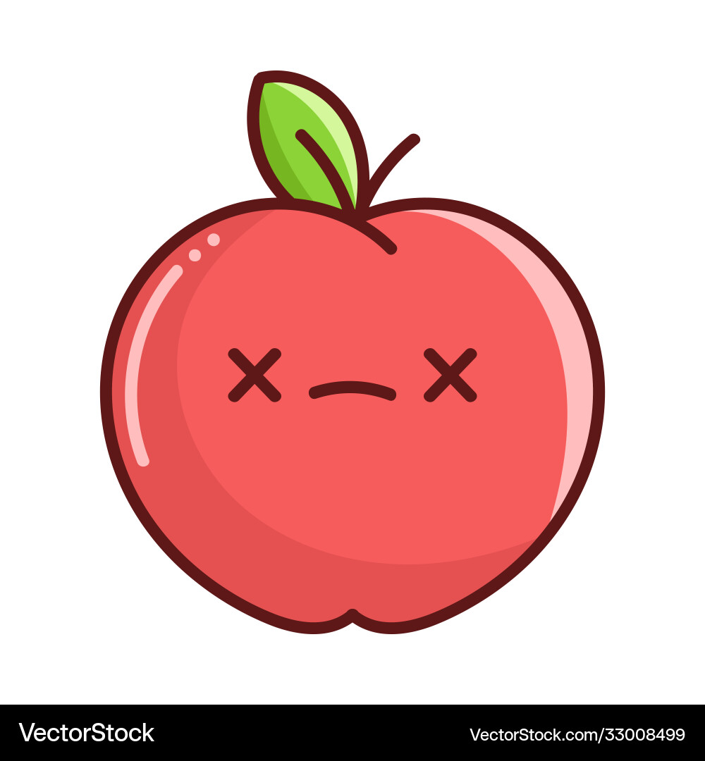 Kawaii dead apple cartoon Royalty Free Vector Image