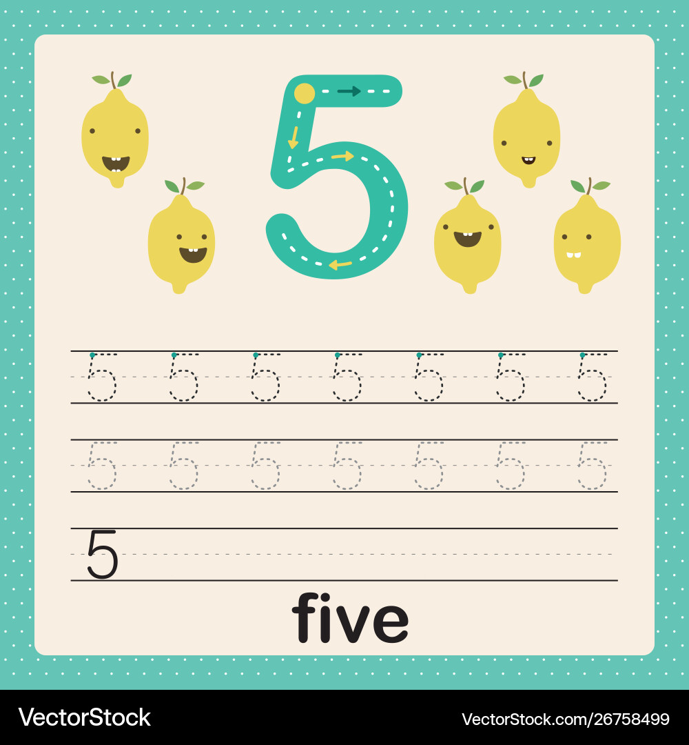 Flashcard Number 5 Vector Images (over 120)