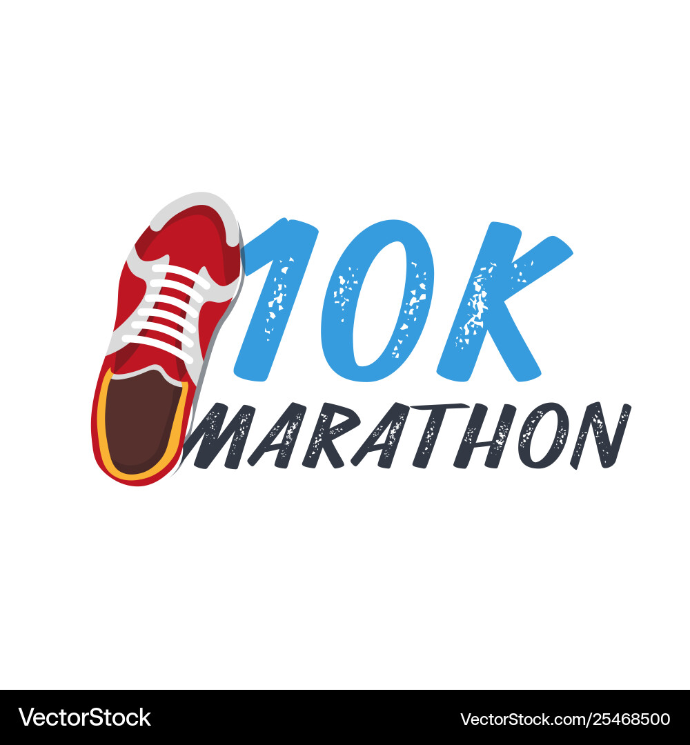 10k marathon run event with sneakers Royalty Free Vector