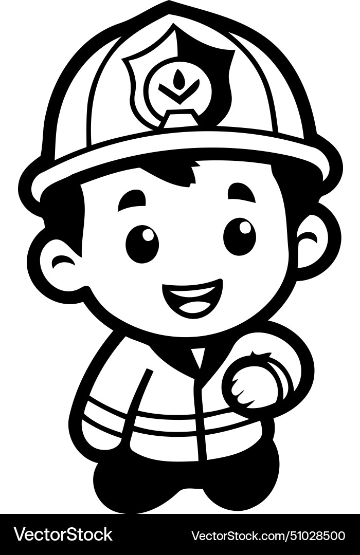 A cute fireman character design isolated on white Vector Image