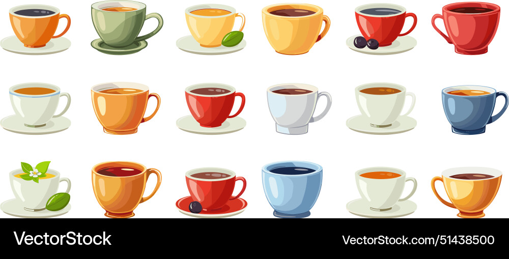 Cartoon tea cups simple Royalty Free Vector Image