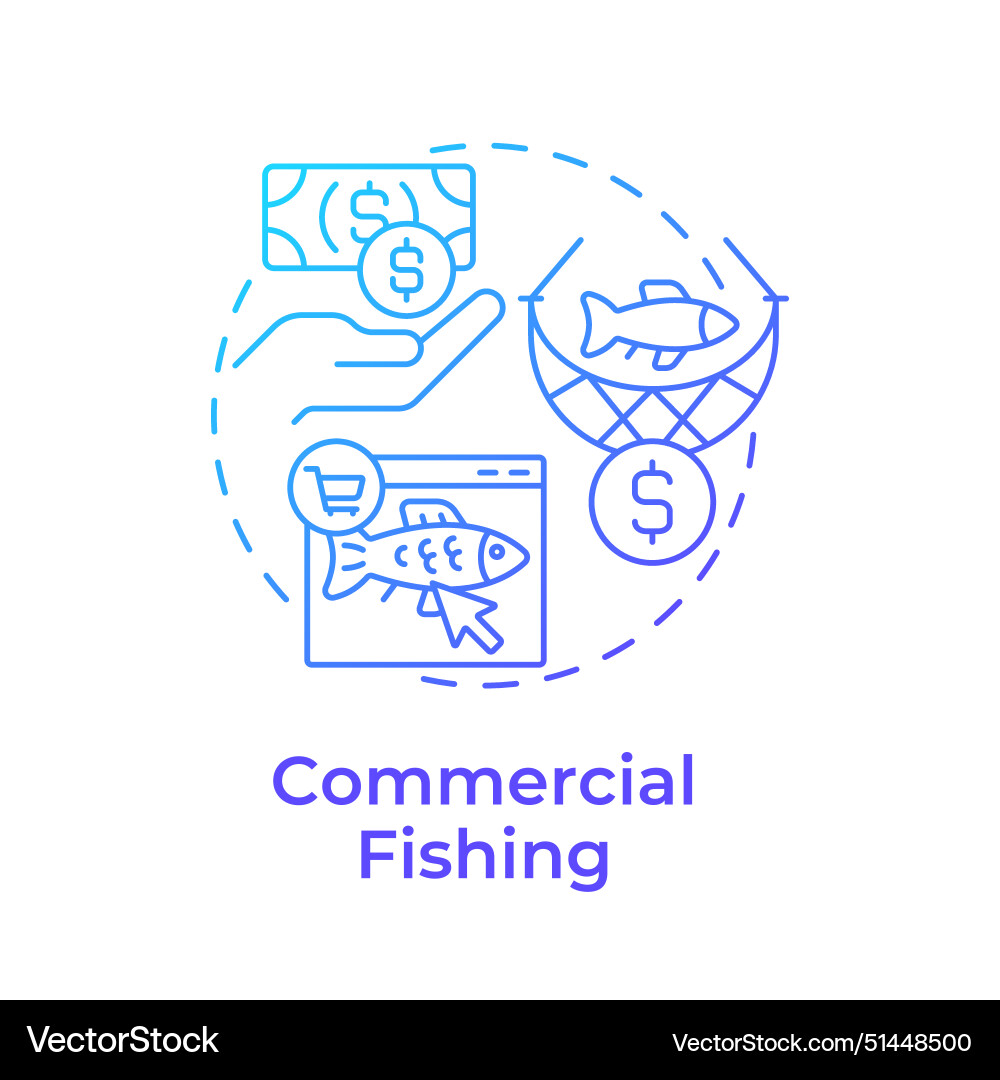 Commercial fishing blue gradient concept icon Vector Image