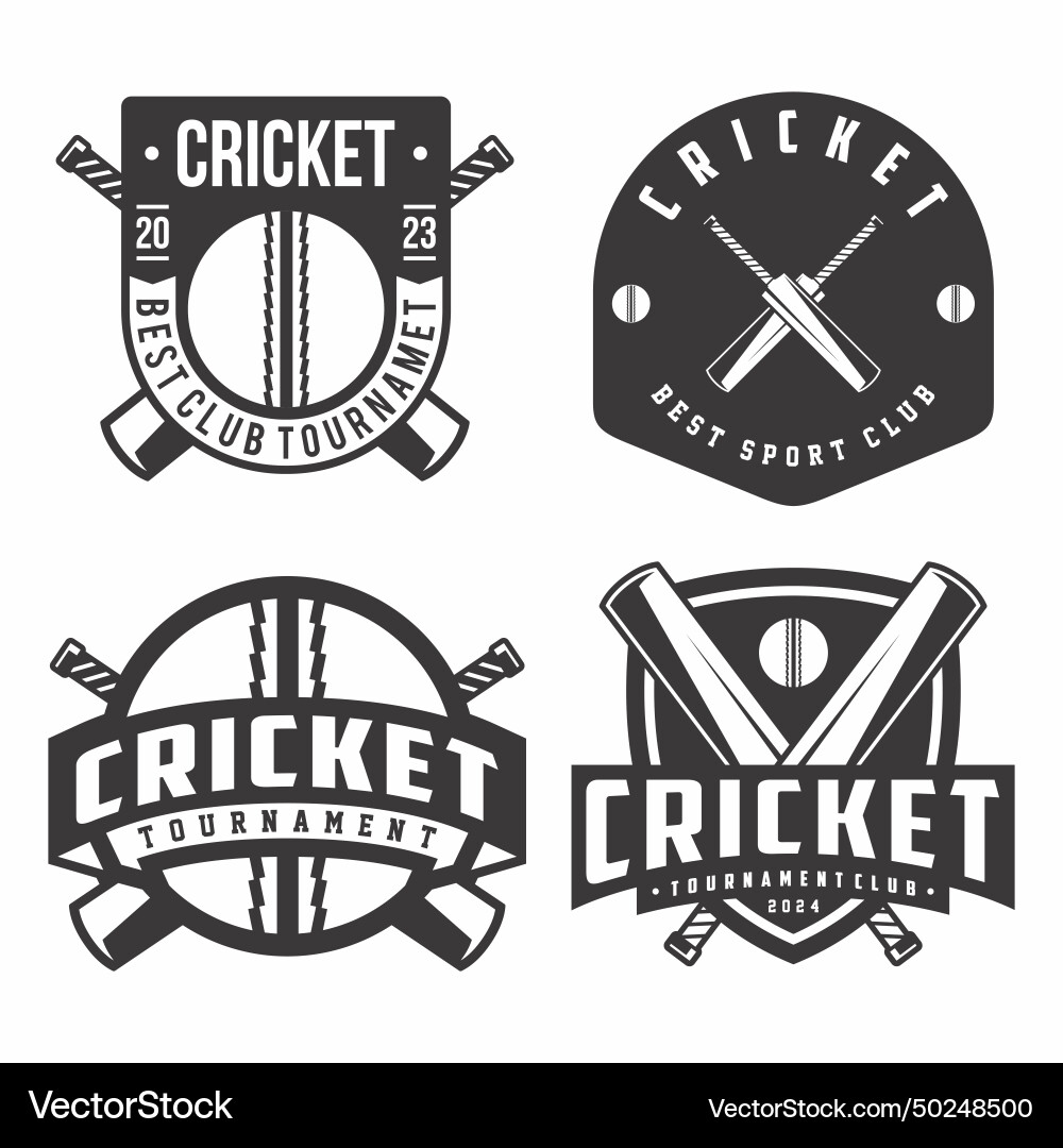 Cricket logo collection emblem set collections Vector Image