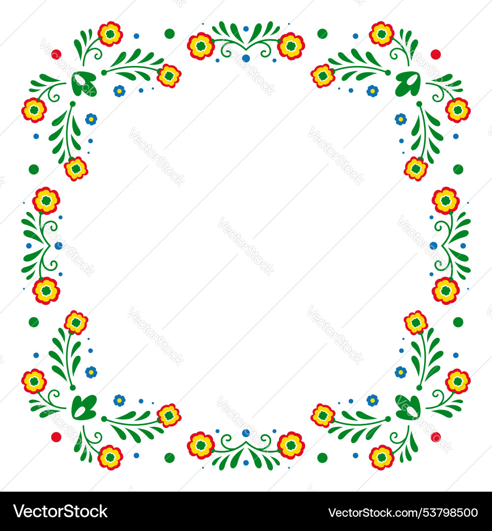 Czech Floral Frame Pattern Royalty Free Vector Image