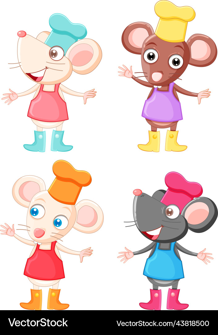 Different chef rat cartoon character set Vector Image