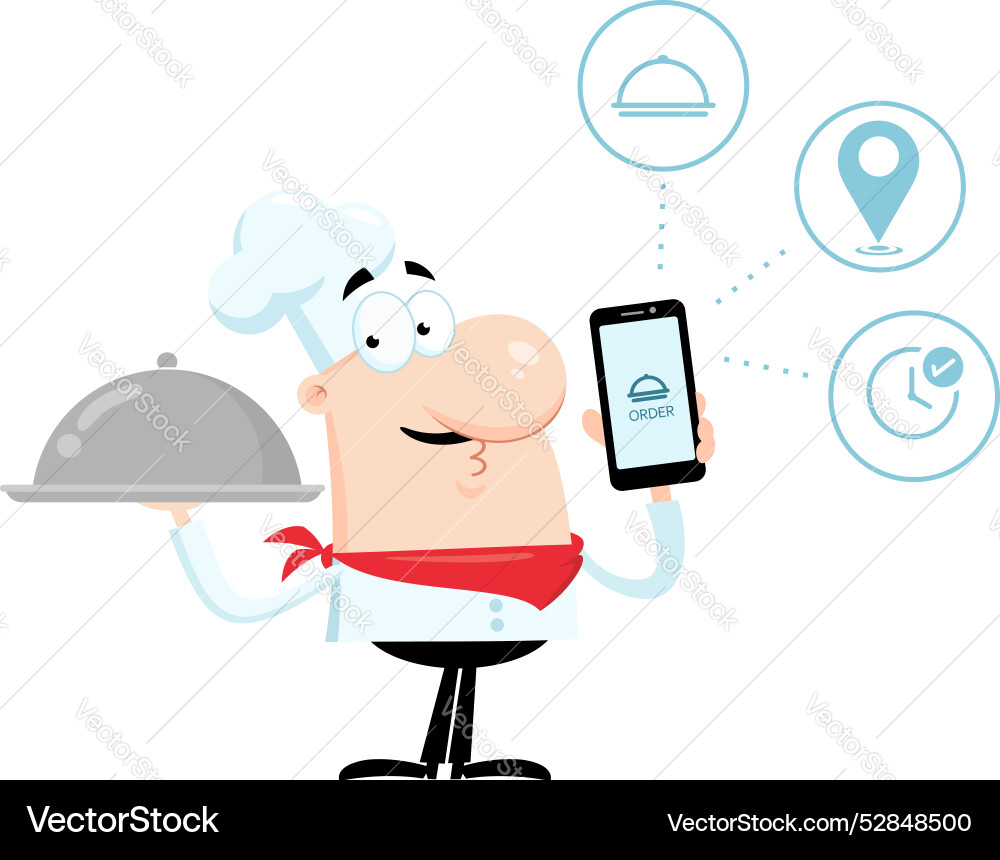 Funny chef man cartoon character Royalty Free Vector Image
