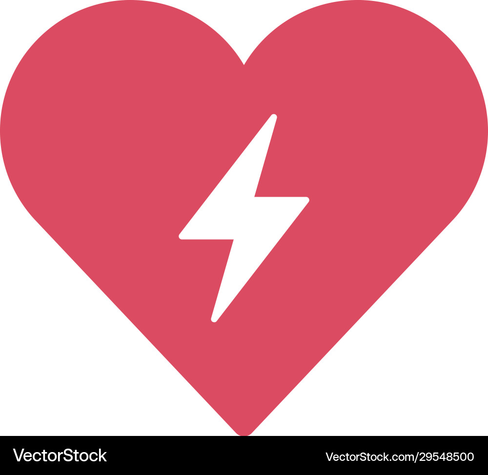 Heart with a lightning icon charging stock Vector Image