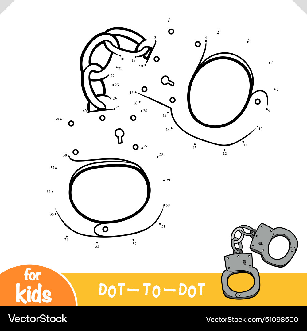 Numbers game education dot to handcuffs Royalty Free Vector