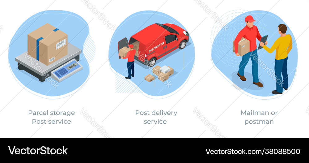 Parcel Delivery Service Isometric Royalty Free Vector Image
