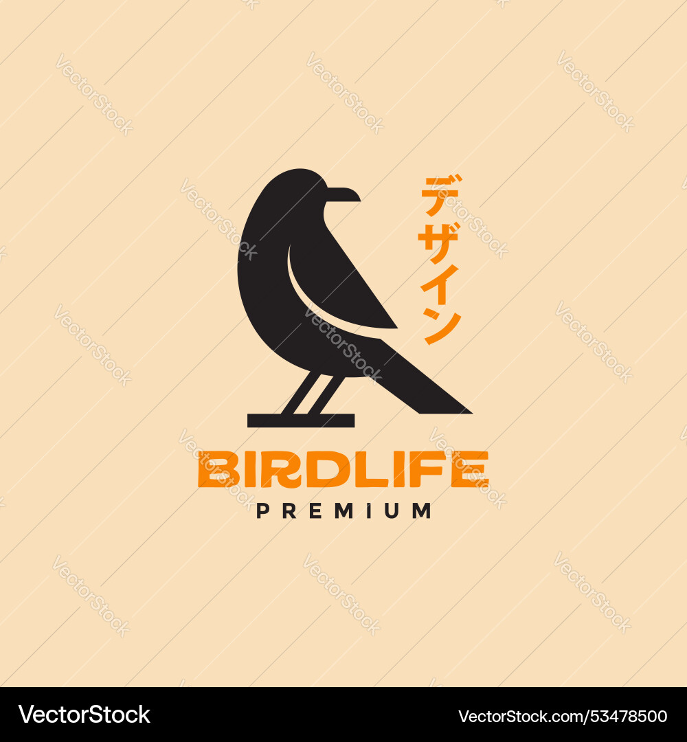 Raven bird smart and cool animal logo design Vector Image