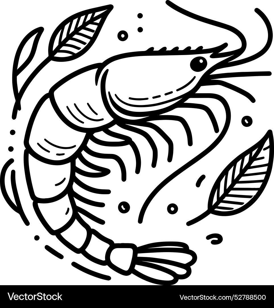 Shrimp silhouette isolated on white background Vector Image