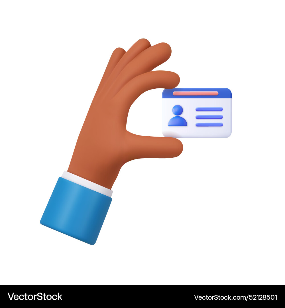 3d hand hold id card icon Royalty Free Vector Image
