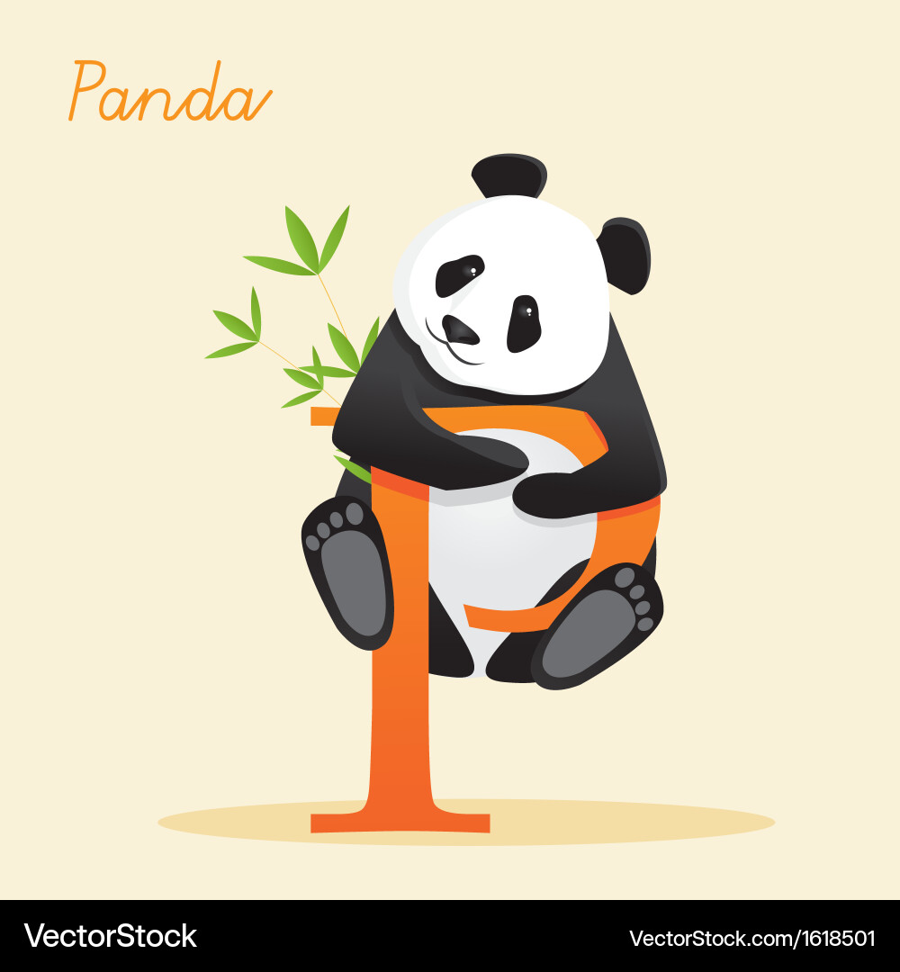 Animal alphabet with panda Royalty Free Vector Image