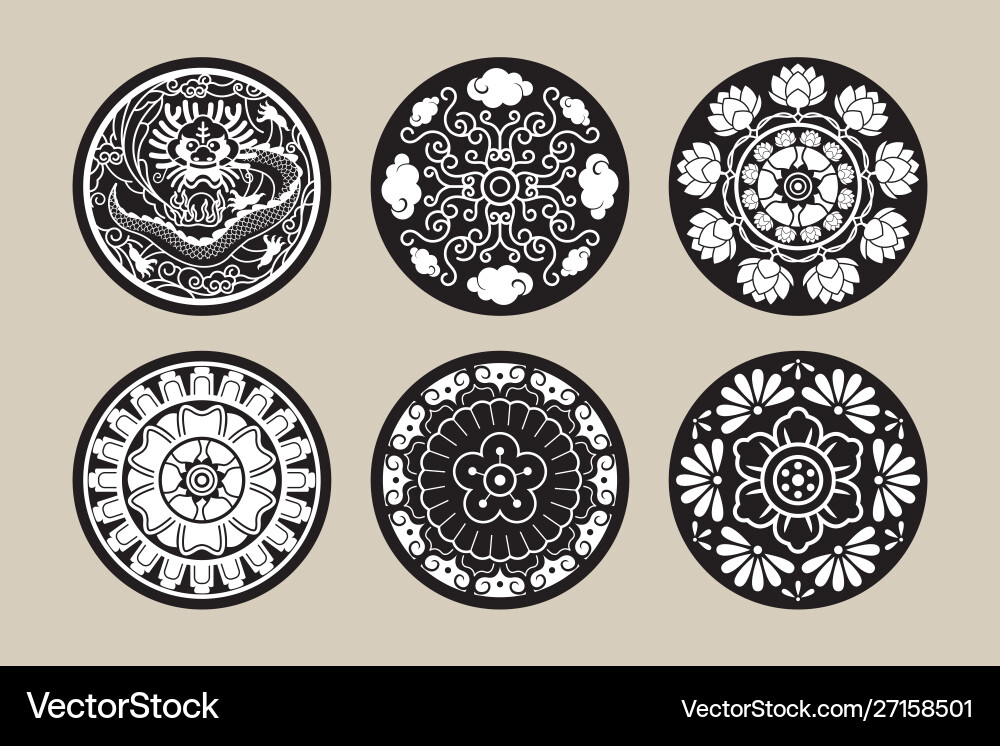 Asian decoration background set Royalty Free Vector Image