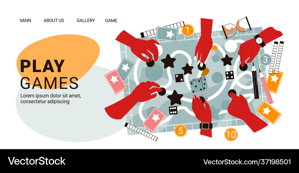 Board games hands banner Royalty Free Vector Image