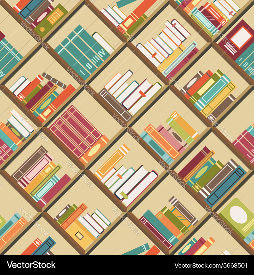 Bookshelf with books seamless background Vector Image