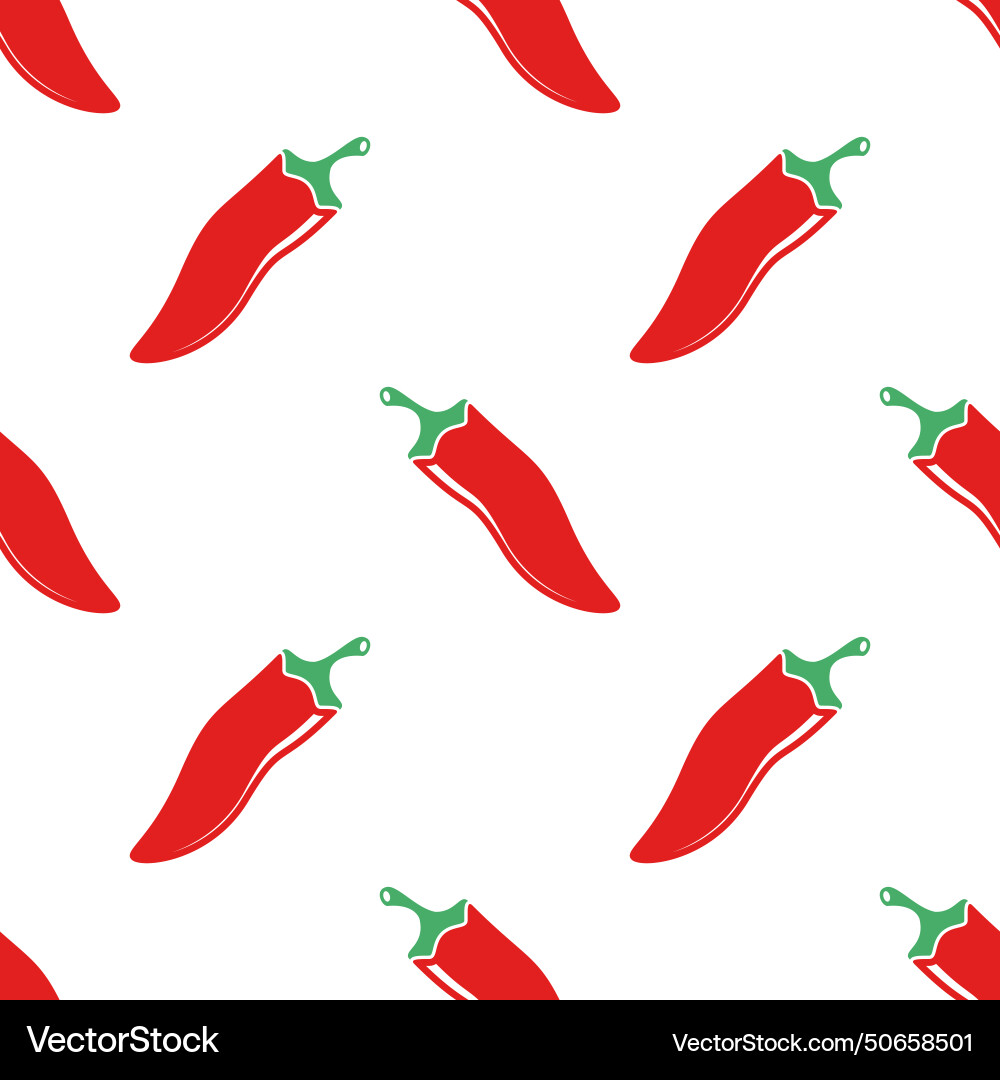 Chili peppers seamless background in flat style Vector Image