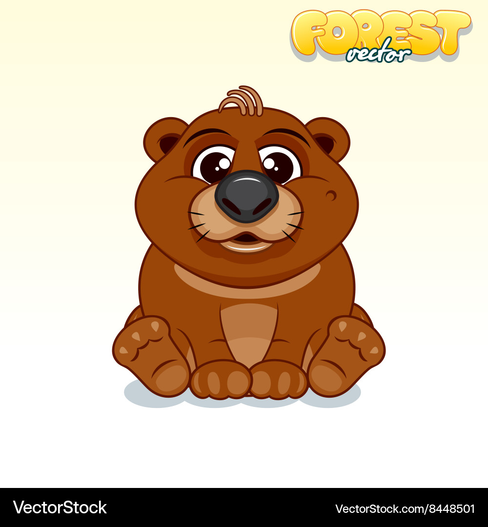 Cute cartoon brown bear funny animal Royalty Free Vector