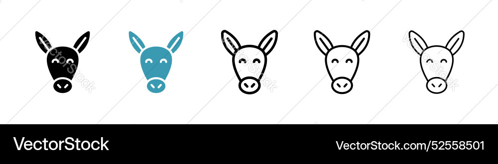 Donkey icon set on white background Royalty Free Vector