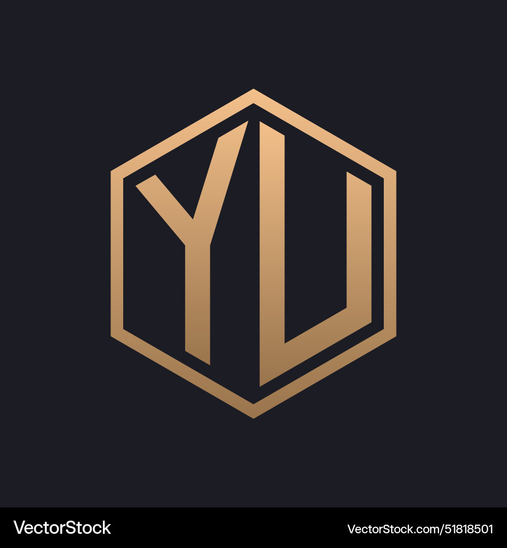 Elegant hexagon letter yu logo design initial Vector Image