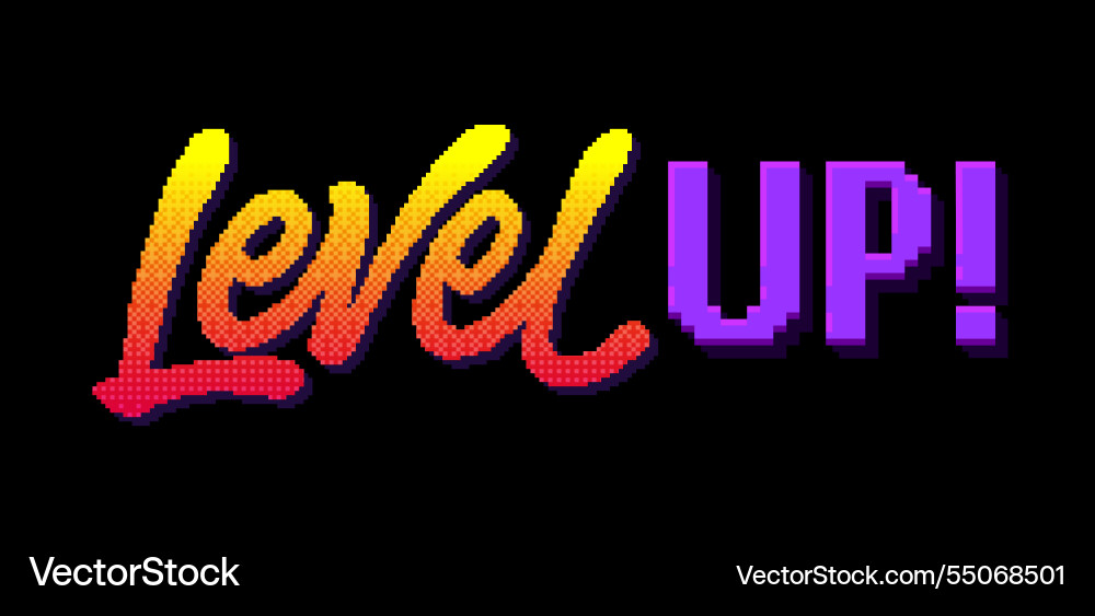 Level up typography in a playful bold style Vector Image