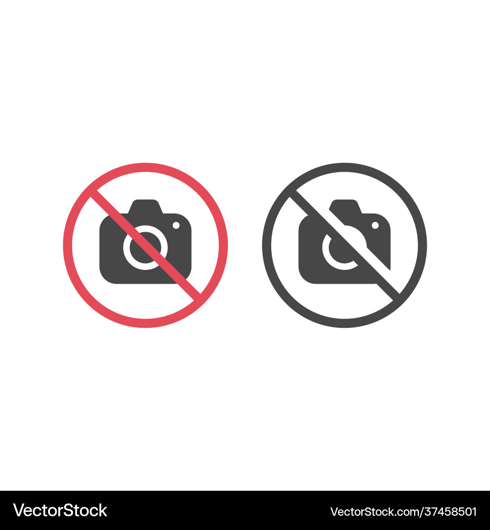 No camera red prohibition sign Royalty Free Vector Image