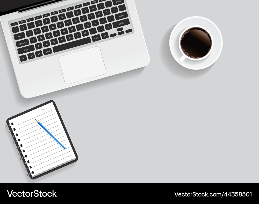 Notebook and office supplies laying on the table Vector Image