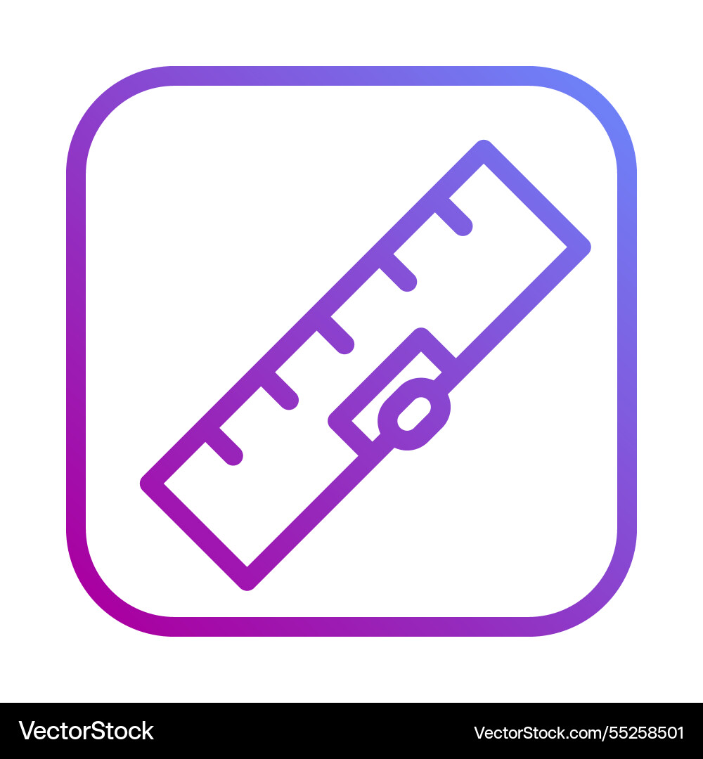 Ruler tool icon with vibrant gradient in square Vector Image