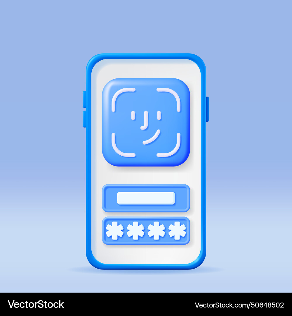 3d face recognition icon Royalty Free Vector Image
