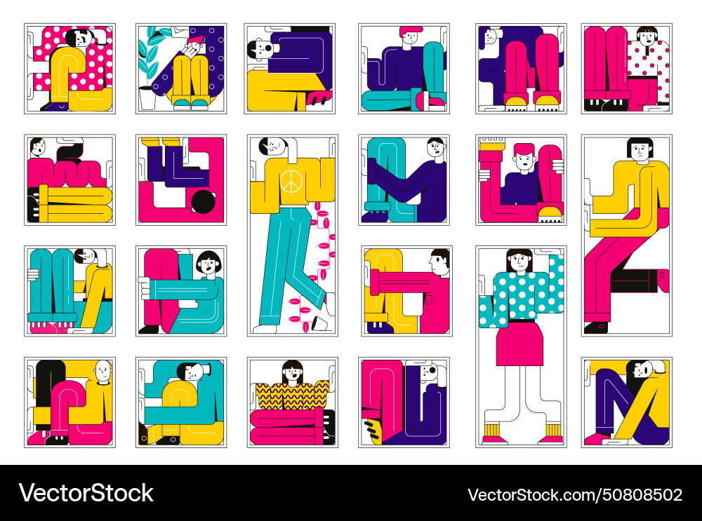 Claustrophobia flat set Royalty Free Vector Image