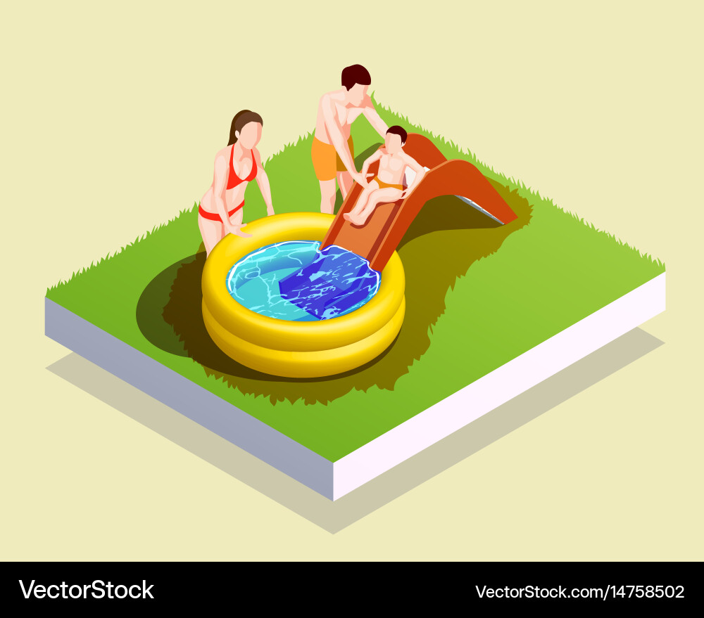 Inflatable pool family composition Royalty Free Vector Image