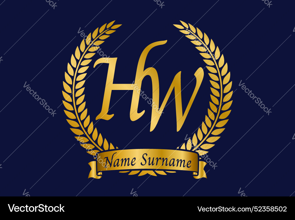 Initial letter h and w hw monogram logo design Vector Image