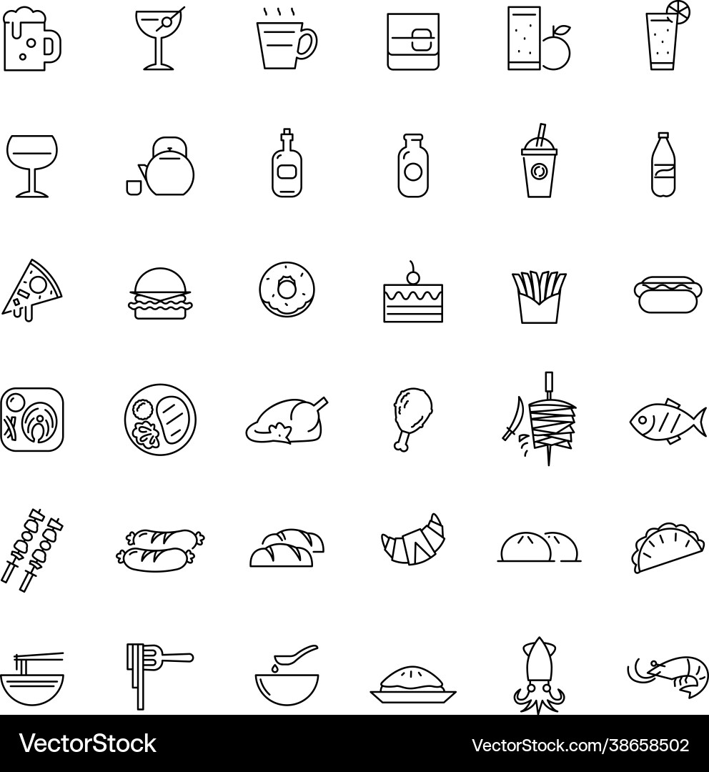 Simple food and drink icons collection image Vector Image