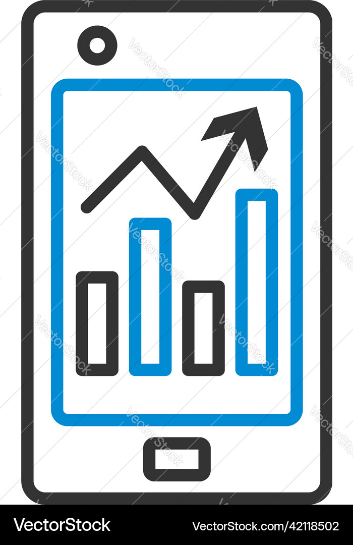 Smartphone with analytics diagram icon Royalty Free Vector