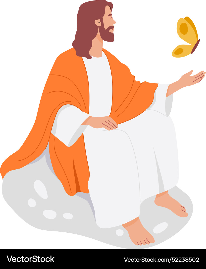 Weba flat style of jesus character wi Royalty Free Vector