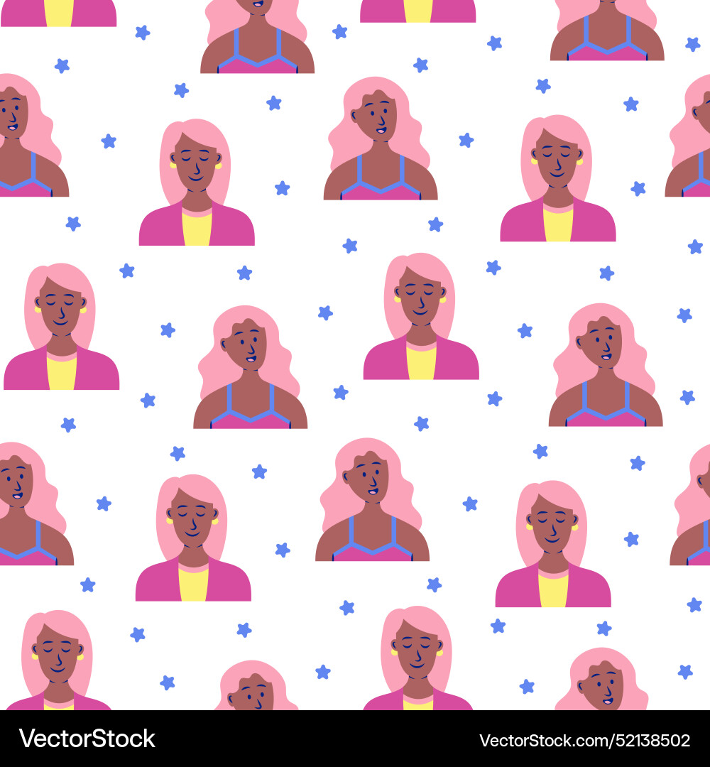 Women avatars seamless pattern Royalty Free Vector Image