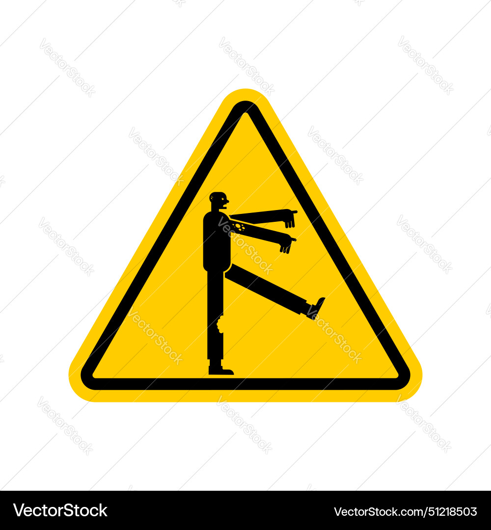 Attention zombie caution zombi yellow triangle Vector Image