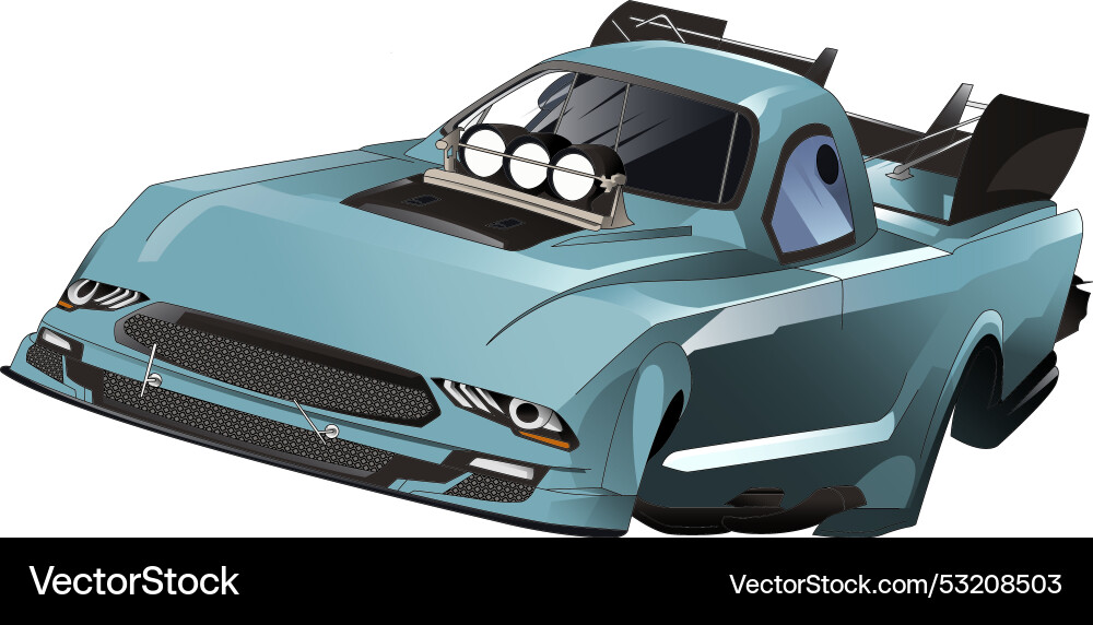 Blue drag racing car with black strip Royalty Free Vector